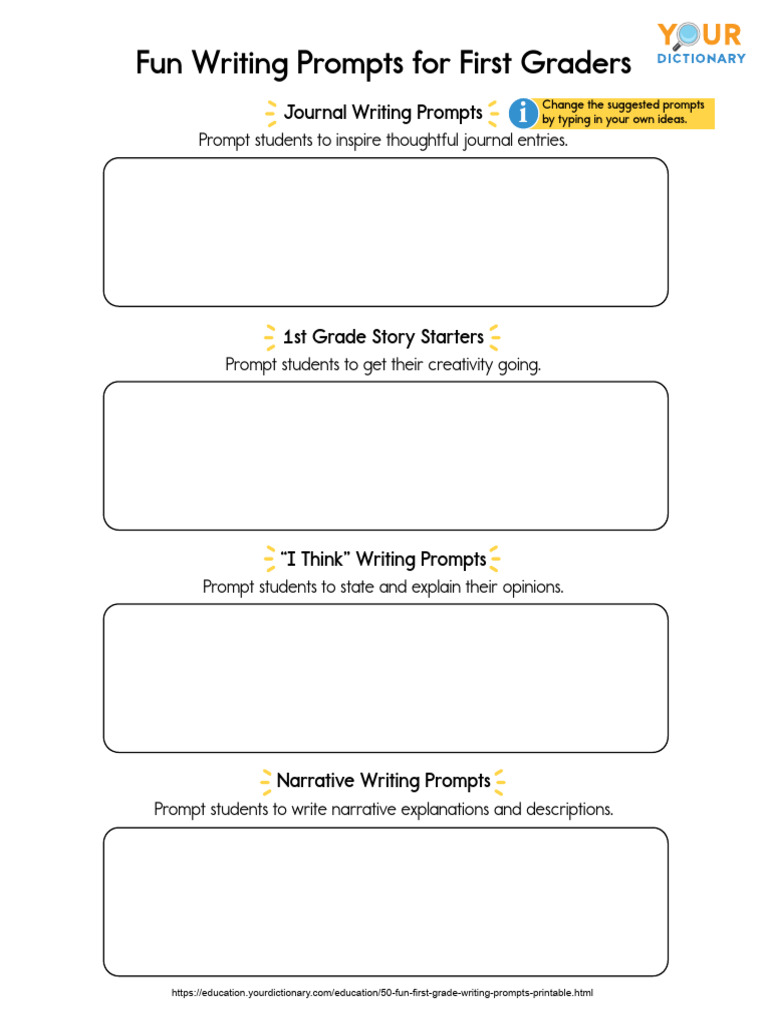 First Grade Writing Prompts Worksheet | PDF