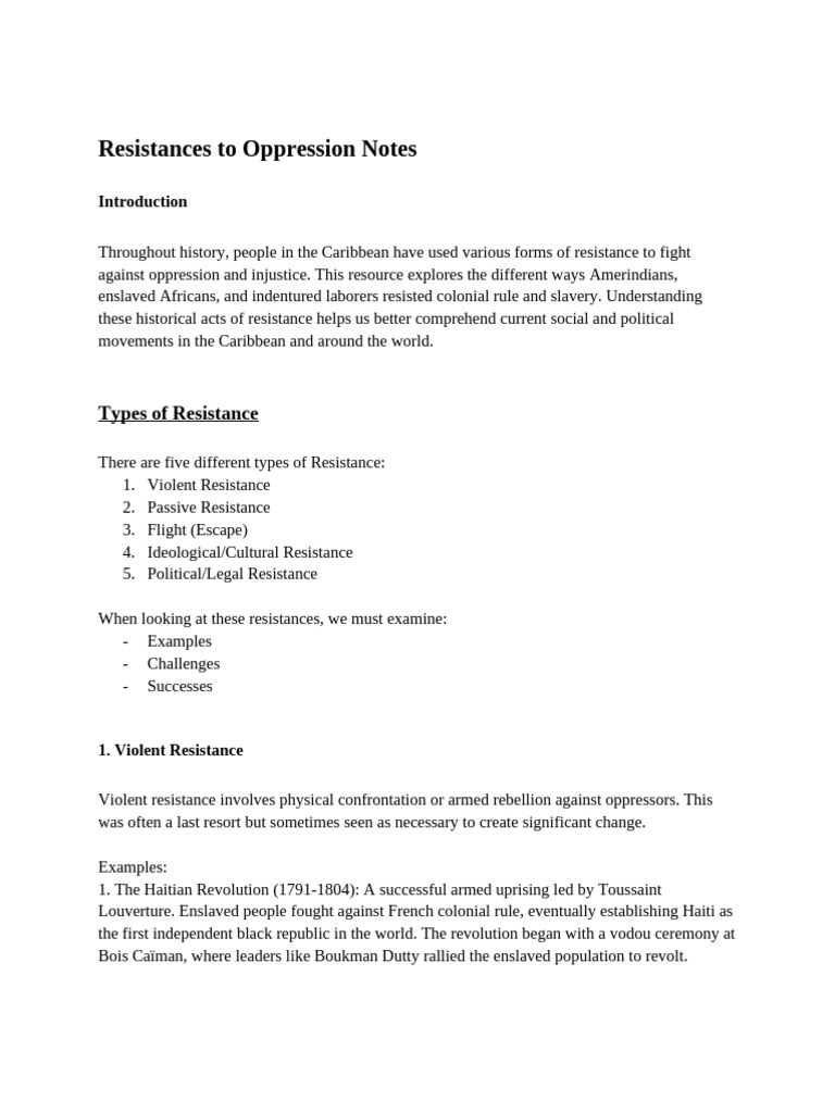 Resistances To Oppression | PDF | Slavery