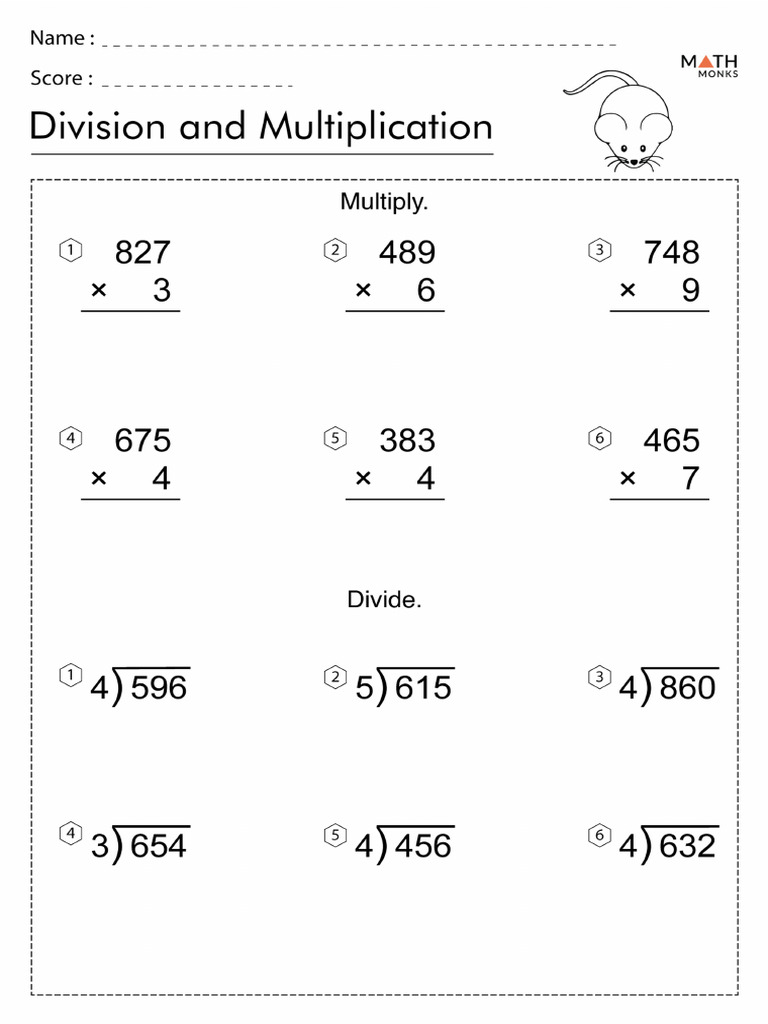4th Grade Division and Multiplication Worksheets | PDF