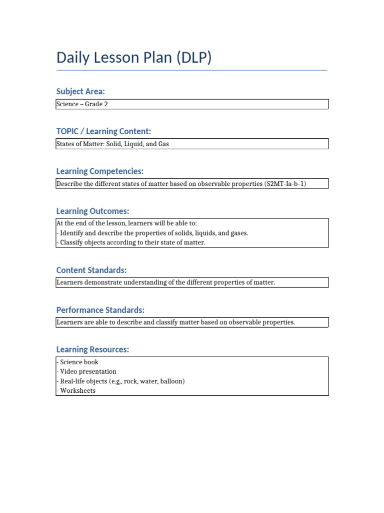 Daily Lesson Plan Performance Task 2 | PDF
