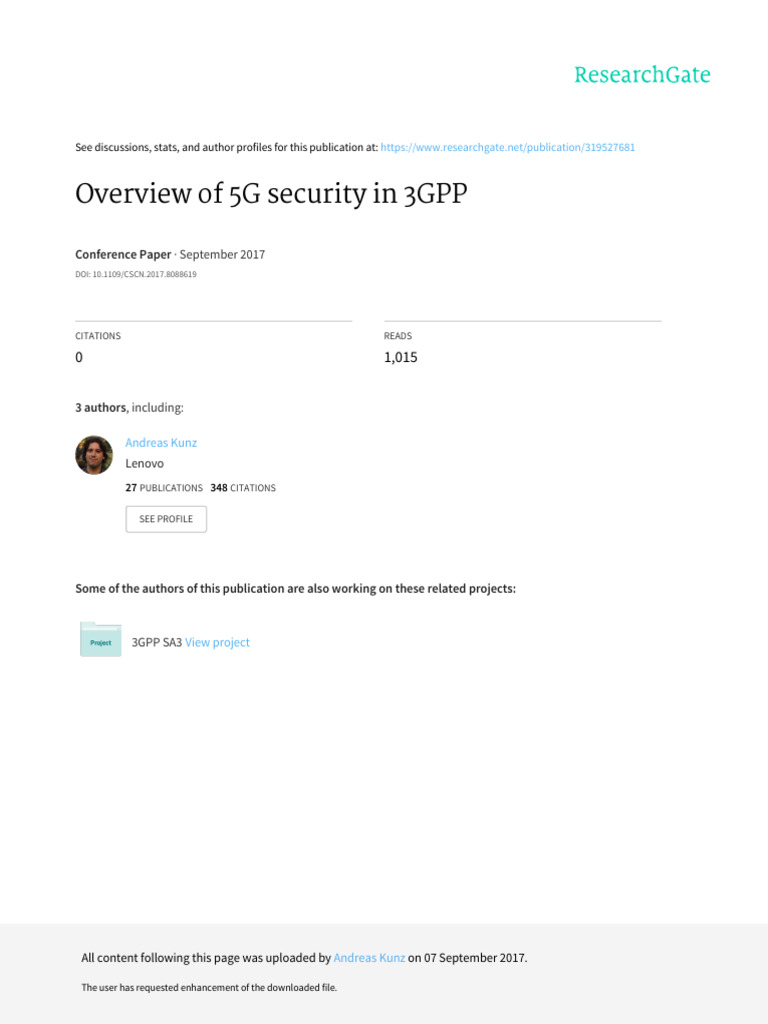 Overview of 5 g Security in 3 Gpp | PDF | Computer Network | Telecommunications