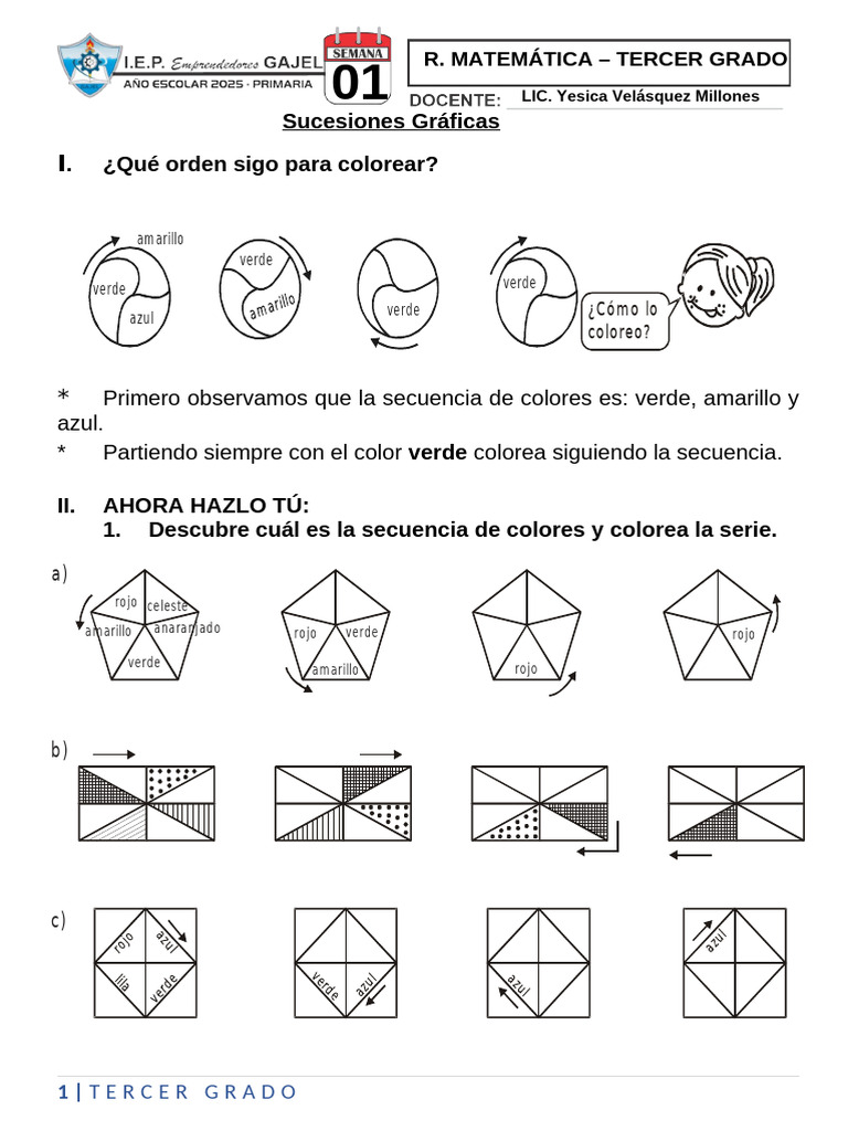 Fichas 3er Grado R.matematica Semana 1 | PDF