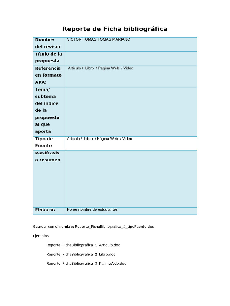 Reporte de Ficha Bibliografica - Bachi | PDF