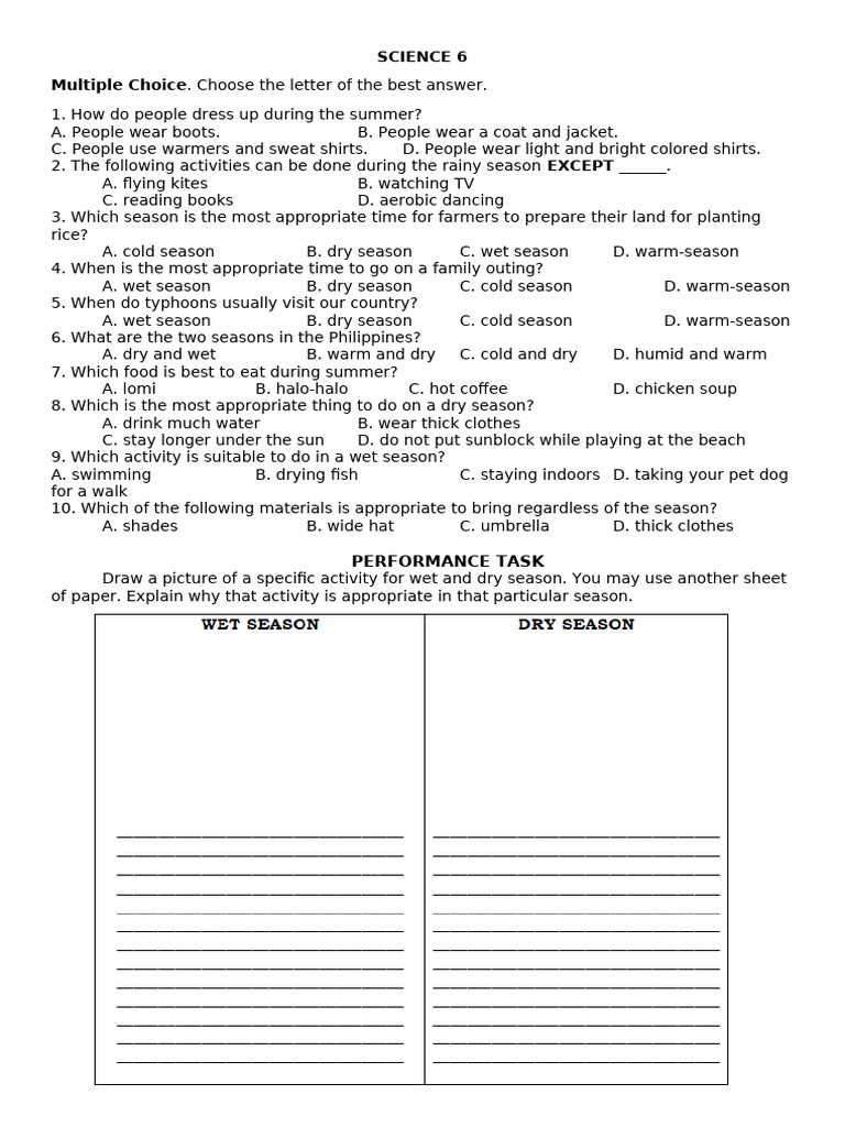 Q4 W4 W5 Performance Task | PDF | Songs | Diarrhea