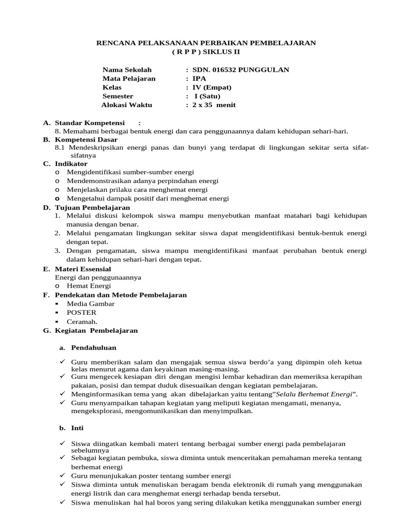 RPP Siklus 2 PKP | PDF