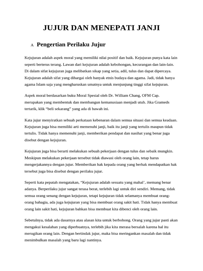 Jujur Dan Menepati Janji | PDF