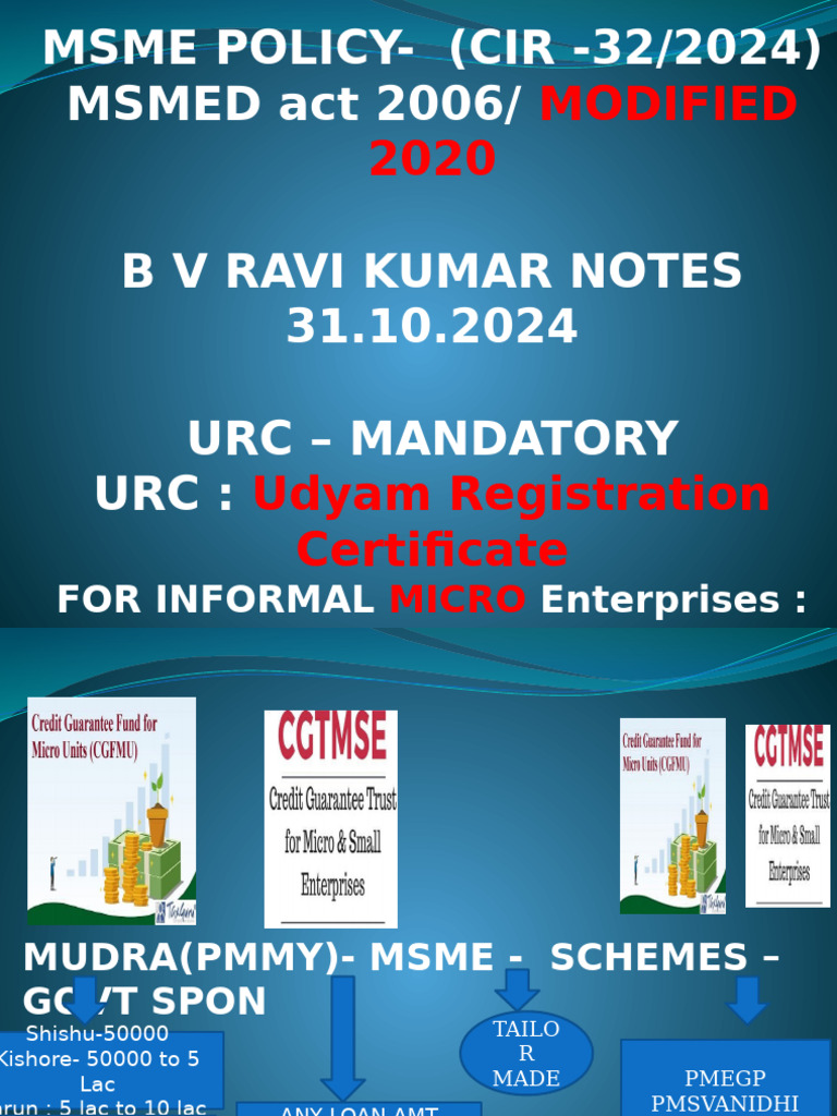 MSME Policy Overview and Registration Guide | PDF | Line Of Credit | Credit