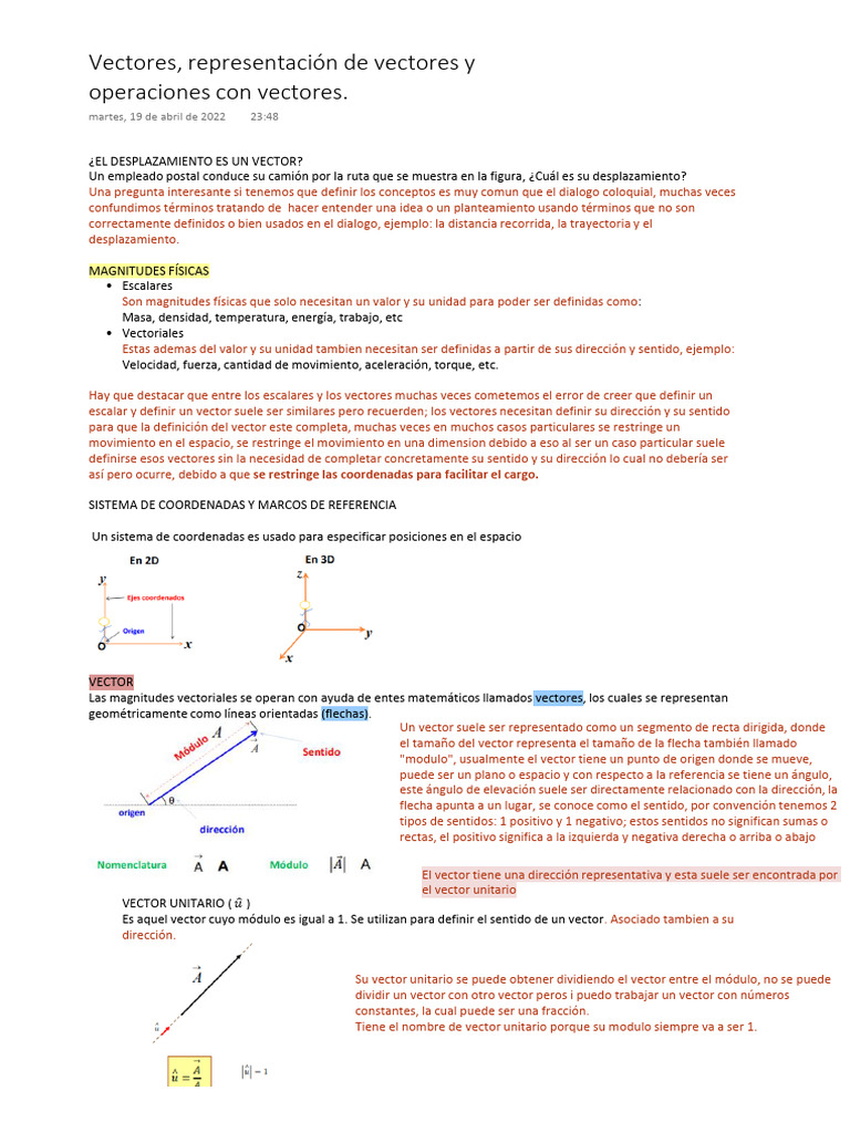 Sem02_Vectores, representación de vectores y operaciones con vectores | PDF | Vector Euclidiano ...