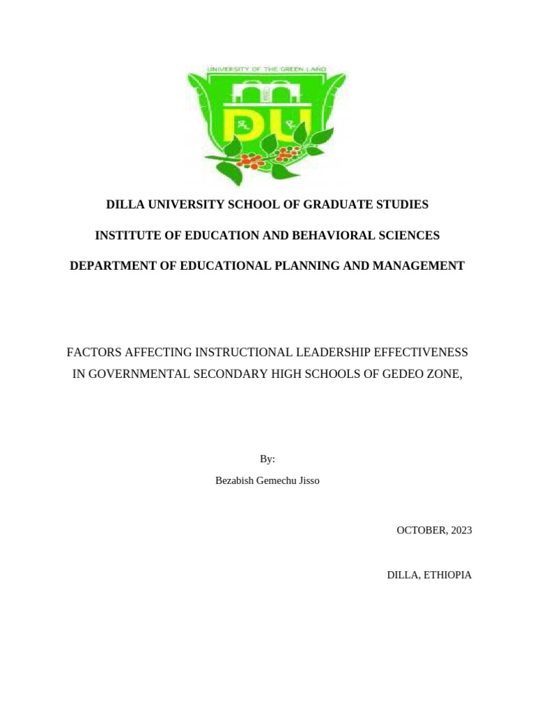 Gemechu Thesis Final | PDF | Leadership | Teachers