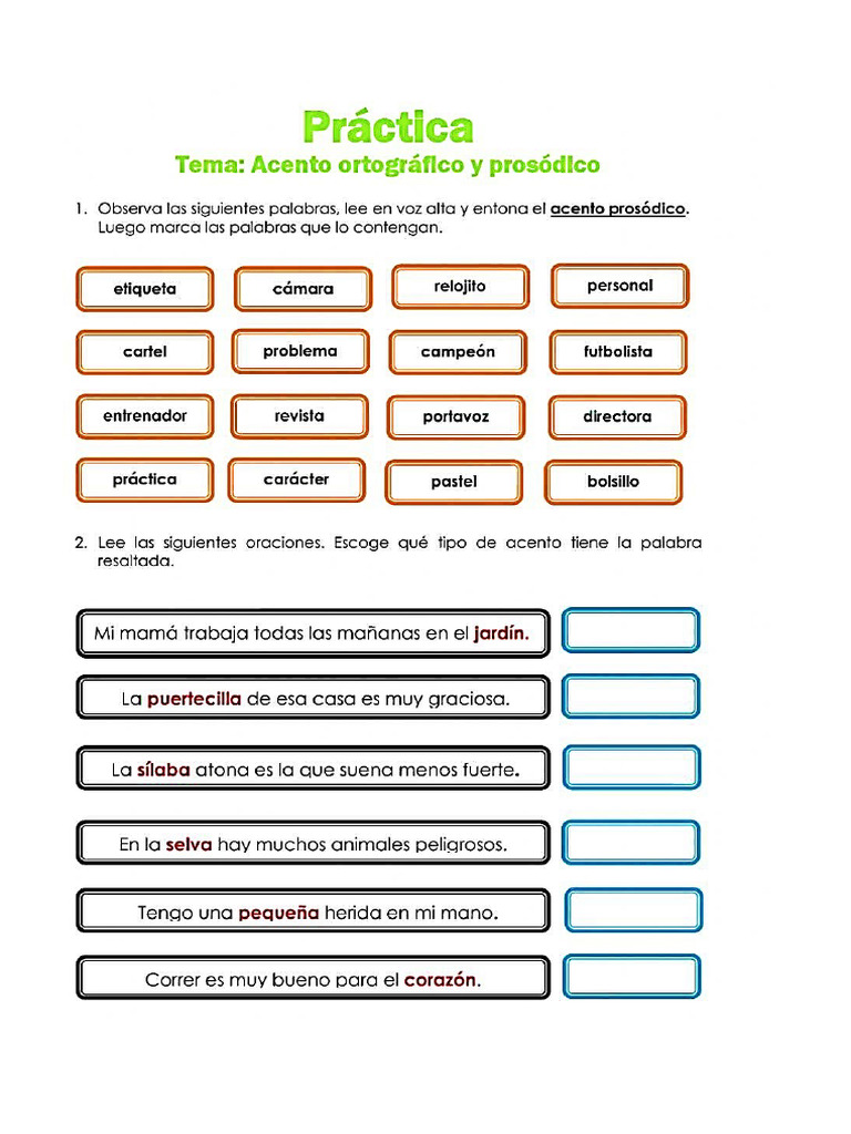 Acento Prosódico, Ortográfico y Lectura | PDF