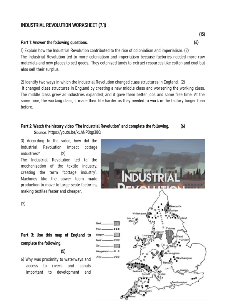 7.1 Industrial Revolution WS 1 | PDF | Industrial Revolution | Economies