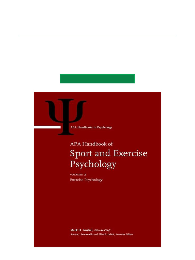 APA Handbook of Sport and Exercise Psychology Volume 2 Exercise ...