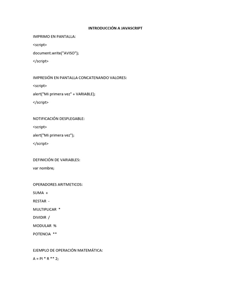 Introducción A Javascript | PDF