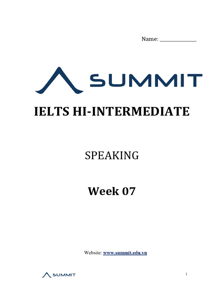 (IELTS Hi-Inter) Speaking Week 7 - Students' Handouts | PDF | Communication | Stress (Linguistics)