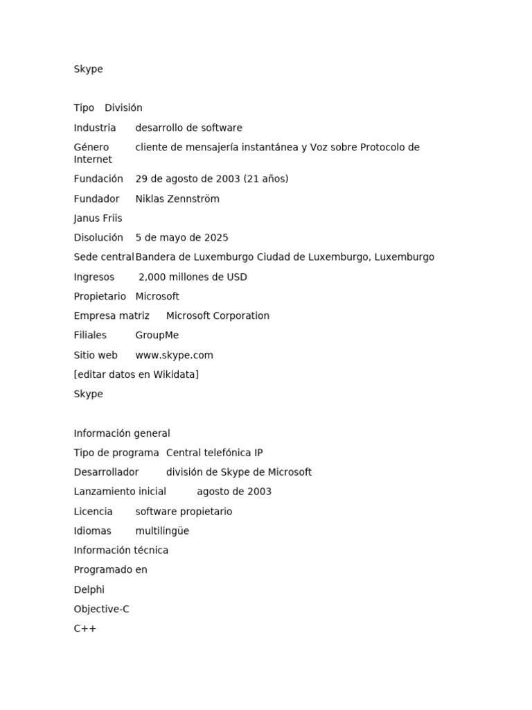 Historia y cierre de Skype 2025 | PDF | Informática | Software
