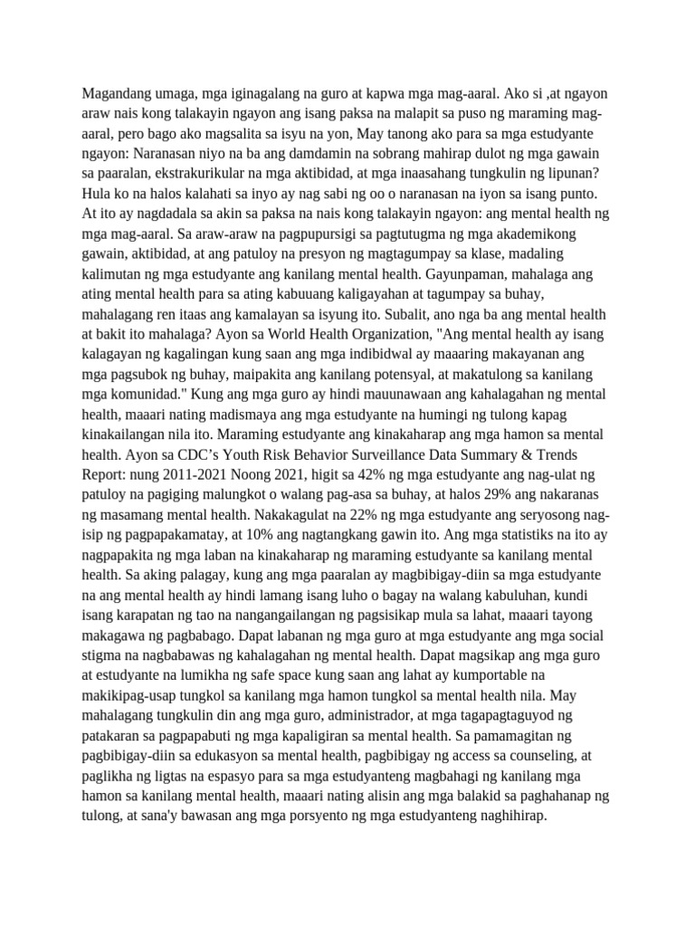 FILIPINO SPEECH | PDF