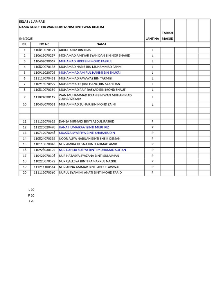 Name List Ting 1 25mac2024 | PDF | Banu Hashim