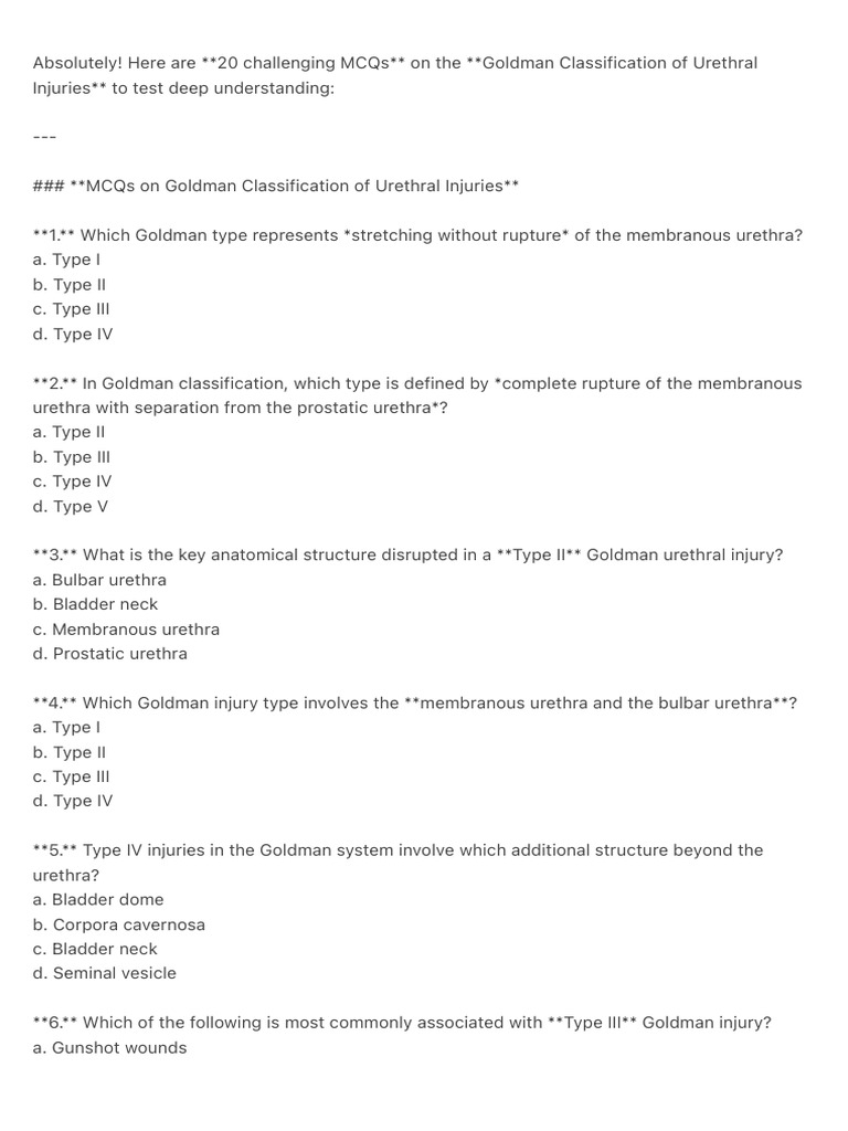 Absolutely! Here are **20 challenging MCQs** on the **Goldman ...