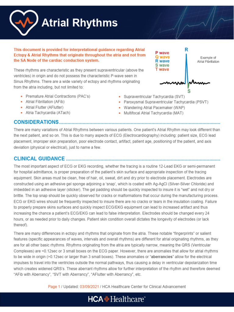 Atrial Rhythms Interpretation Guide | PDF | Electrocardiography | Heart