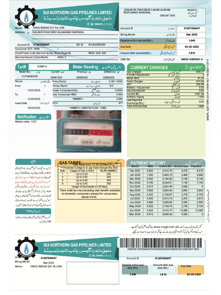SNGPL - Web Bill | PDF