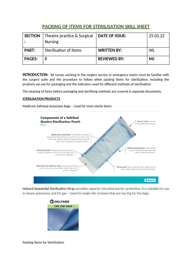 Packing Items For Sterilisation | PDF | Sterilization (Microbiology)