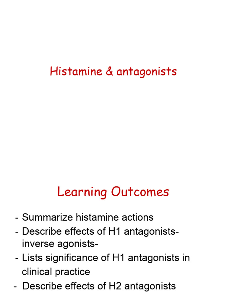 Histamine & Antagonists 21 MDD 310 | PDF | Acetylcholine | Vasodilation
