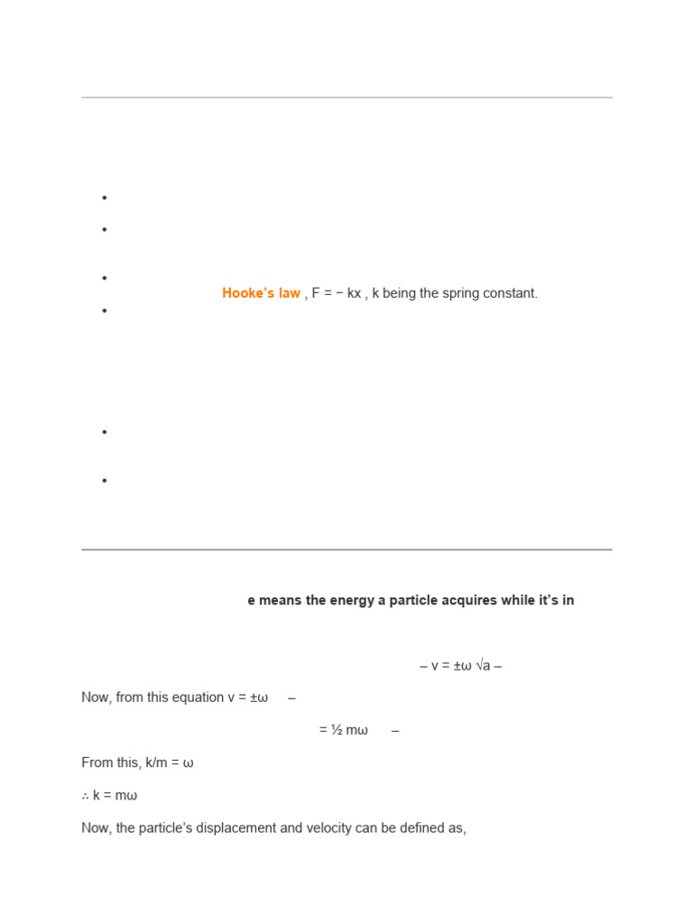 Energy in Simple Harmonic Motion | PDF | Oscillation | Force