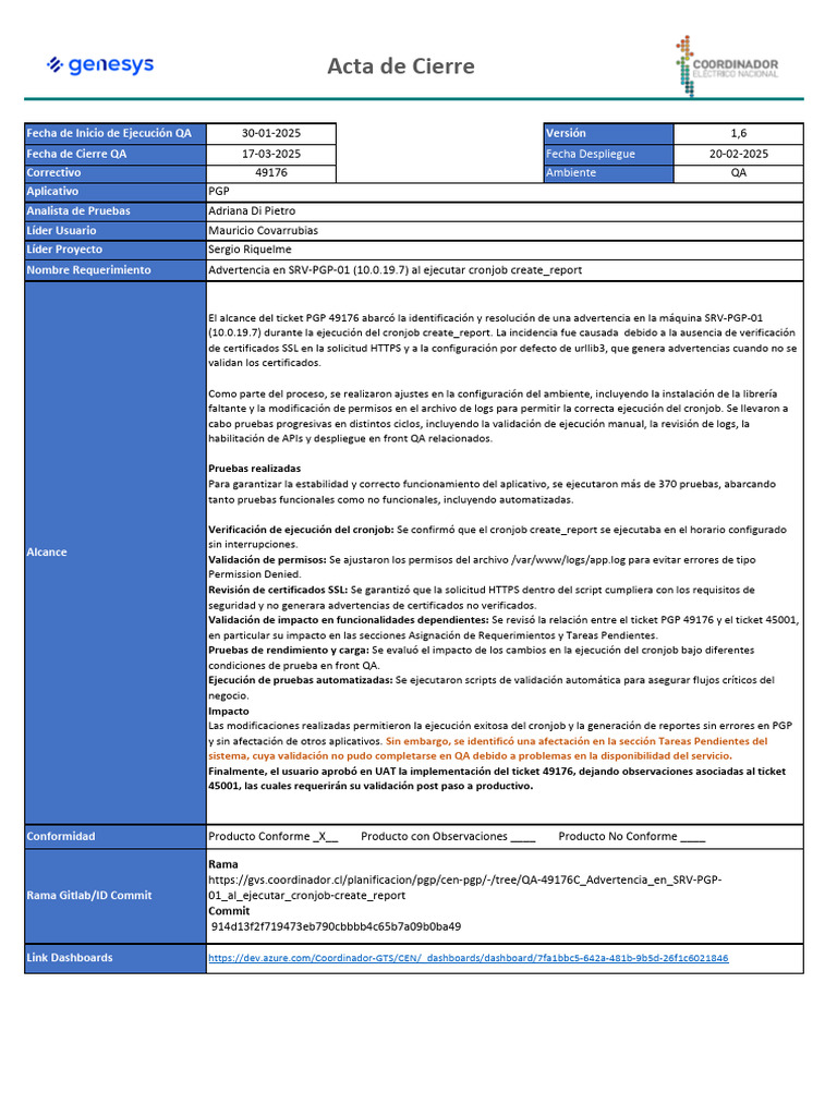 Acta de Cierre PGP - Advertencia en SRV-PGP-01 (10.0.19.7) Al Ejecutar ...