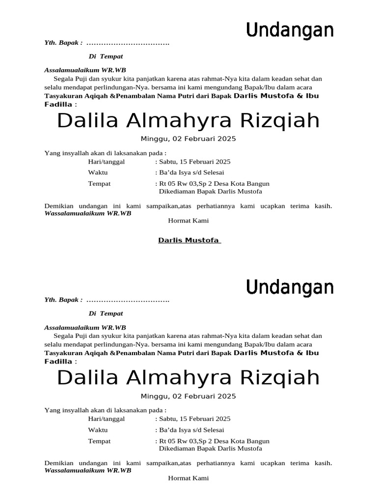 Undangan Kenduri | PDF