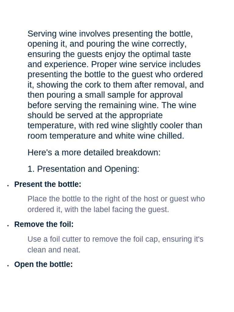 Essential Wine Serving Techniques | PDF | Wine | Alcoholic Drinks