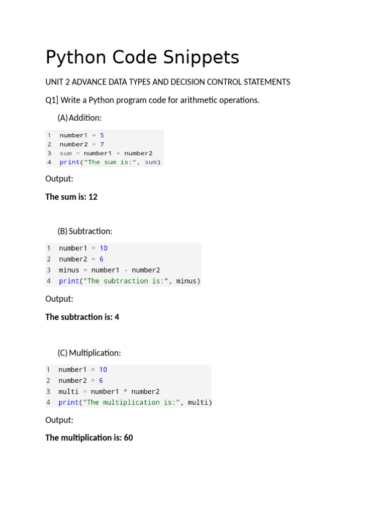 Python Code Snippets Made by Tanish Raina | PDF