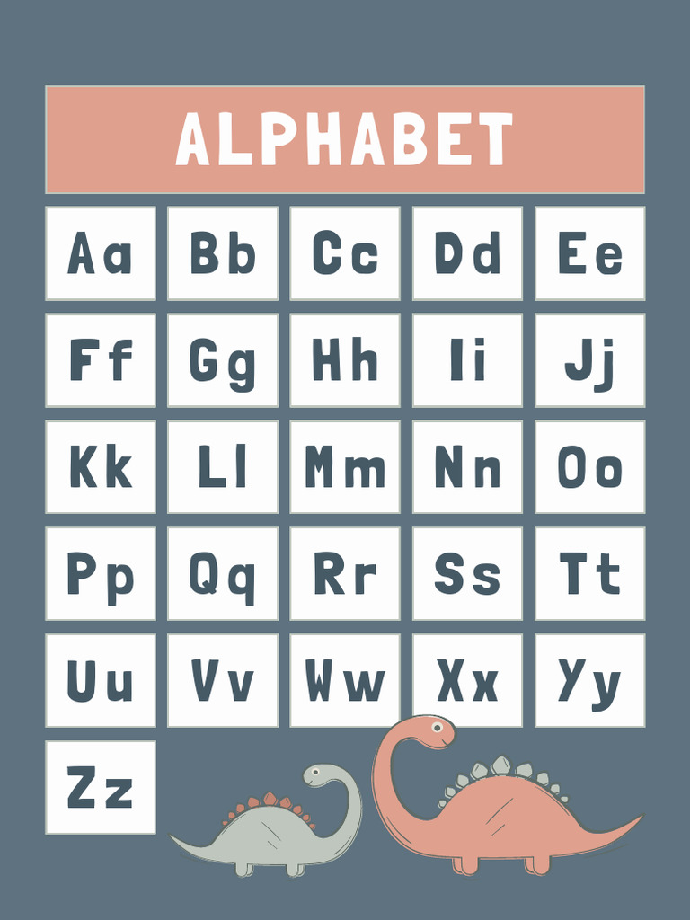 Alphabet Poster in Blue Orange Simple Style | PDF