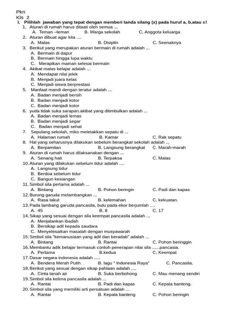 Soal Pat Ganjil 2024 - 2025 Kumer | PDF