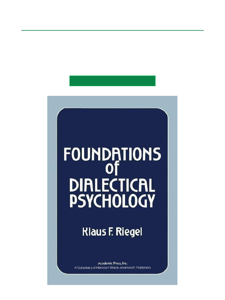 Foundations of Dialectical Psychology Textbook PDF Download | PDF | Behavioural Sciences ...