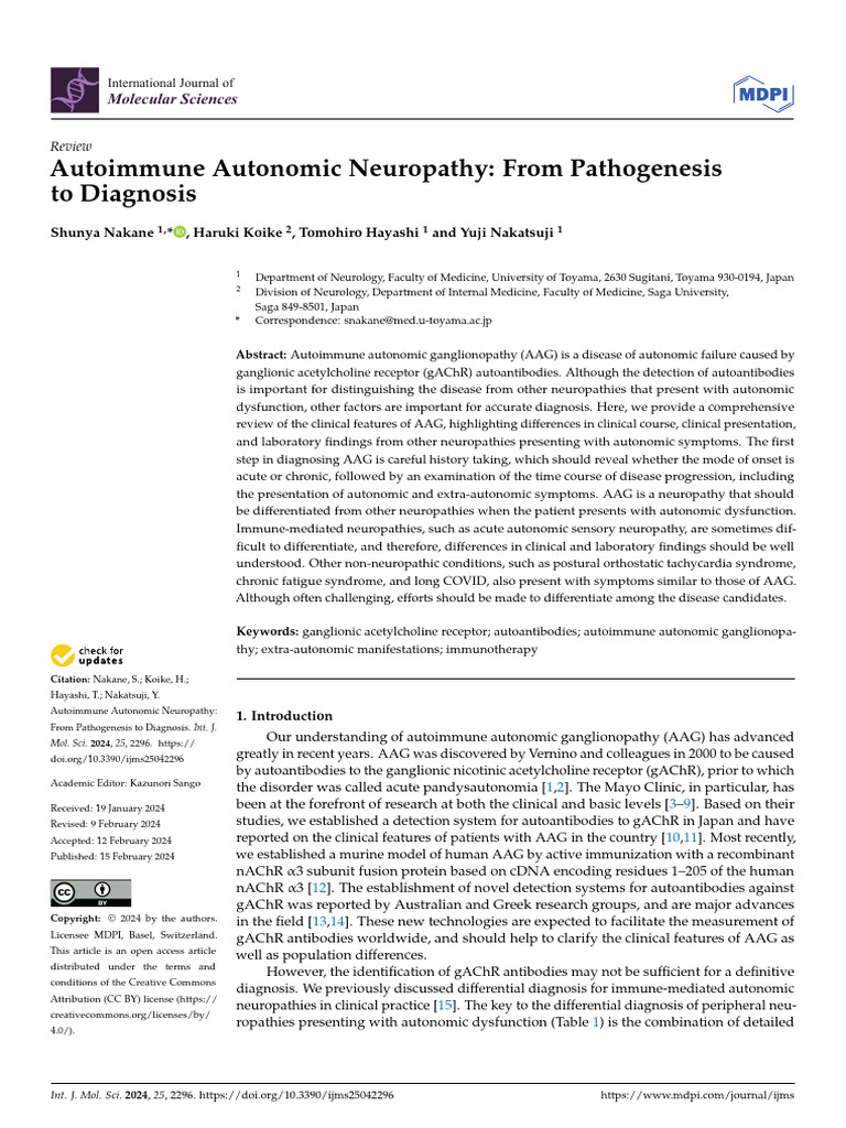 Autoimmune Autonomic Neuropathy Review | PDF | Peripheral Neuropathy ...