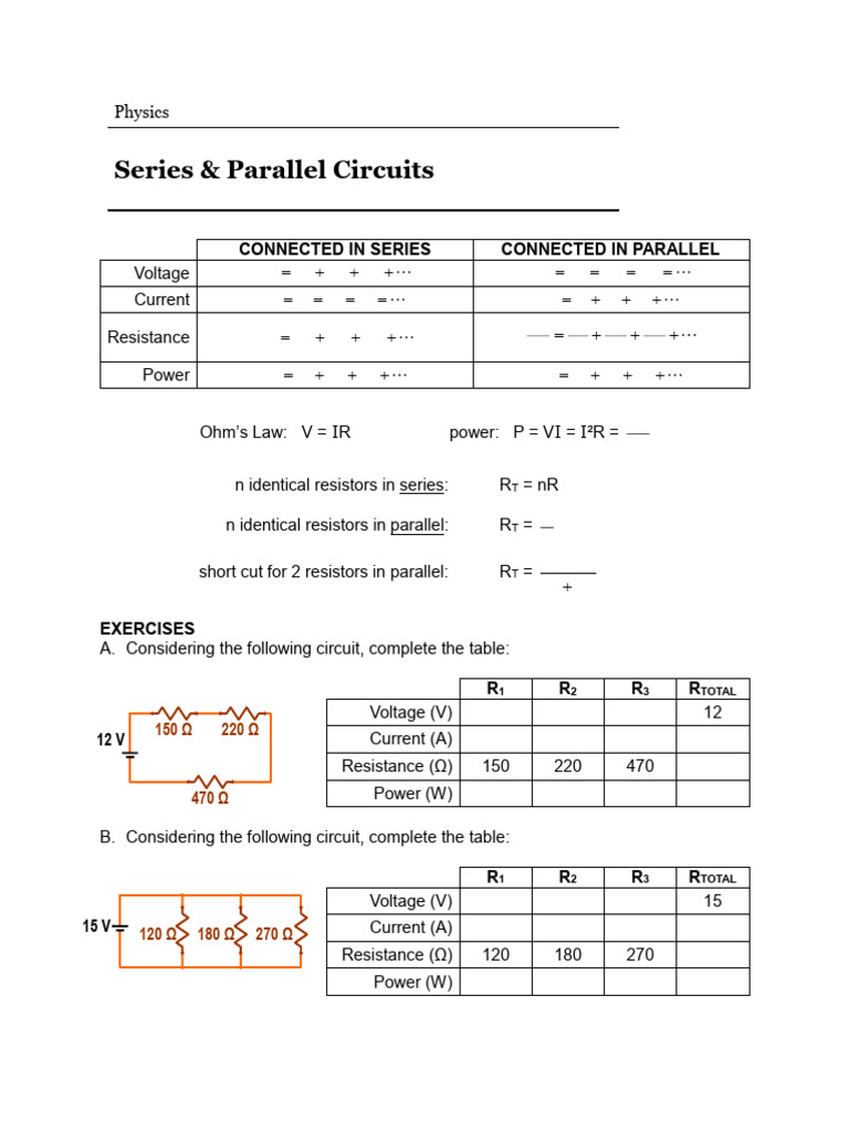 Series and Parallel Circuits | PDF | Series And Parallel Circuits ...