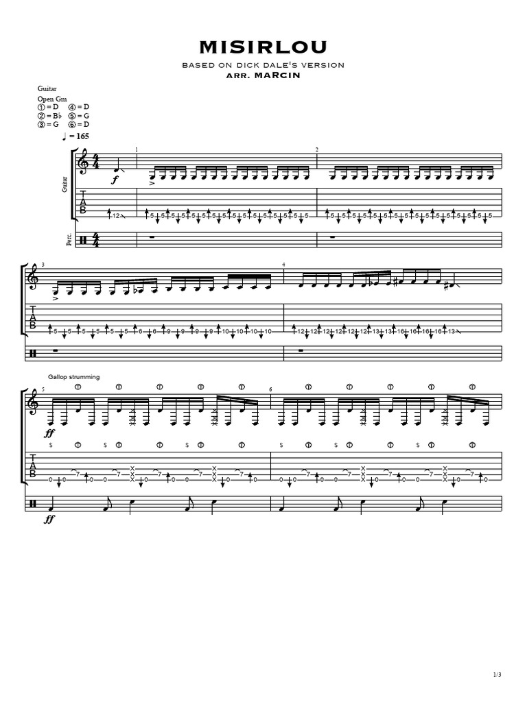 Misirlou Short - Marcin TAB | PDF | Music Performance | Musical Techniques
