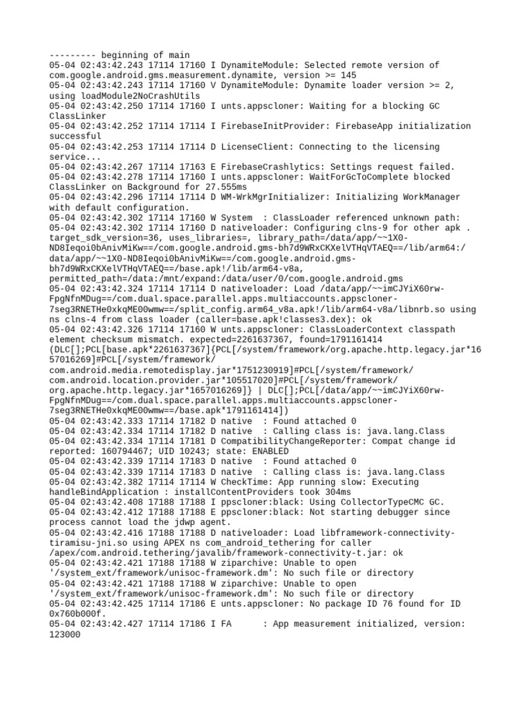Com.dual.Space.parallel.apps.Multiaccounts.appscloner Logcat | PDF | Android (Operating System ...