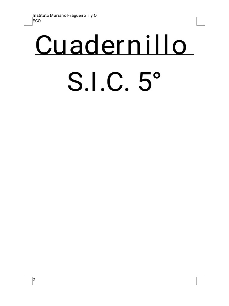 Cuadernillo SIC 5° | PDF