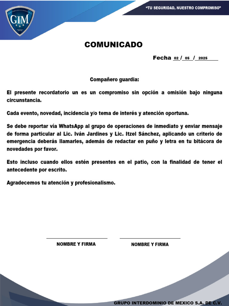 Comunicado 02052025-2 | PDF