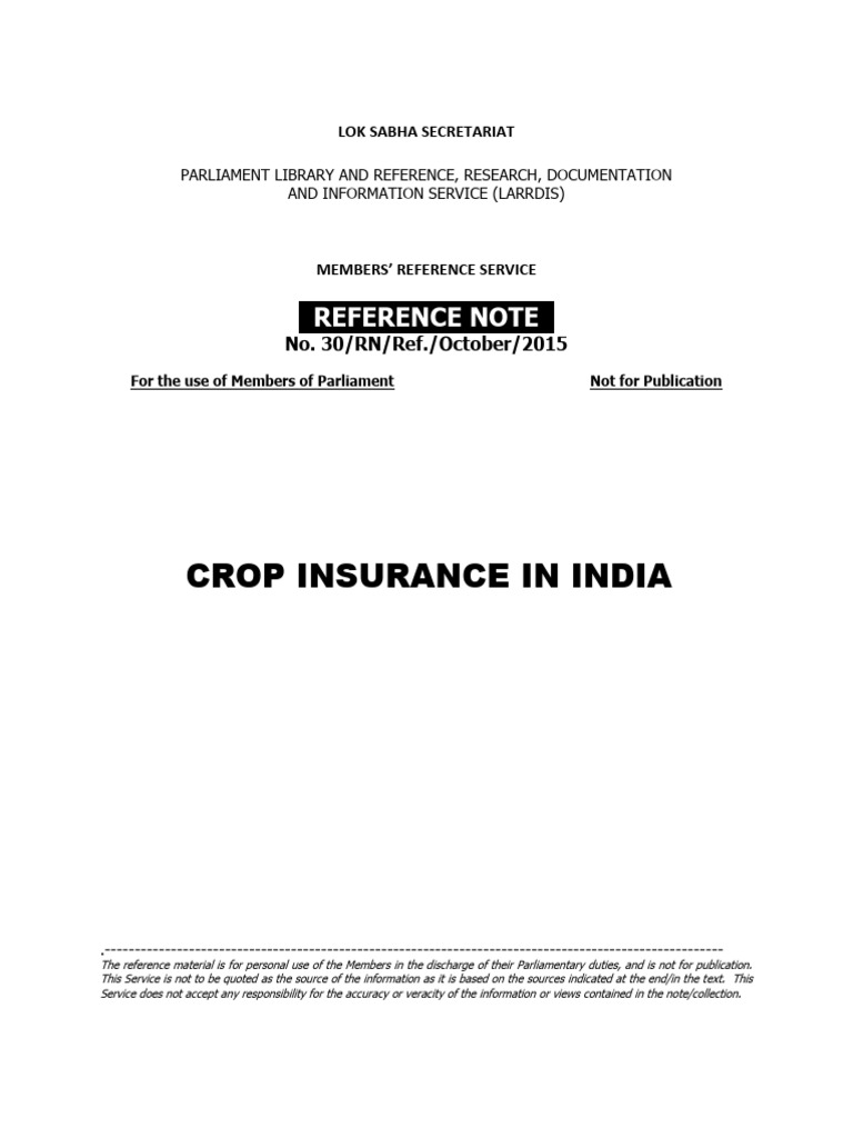 Crop Insurance in India 2015 | PDF | Crop Insurance | Insurance