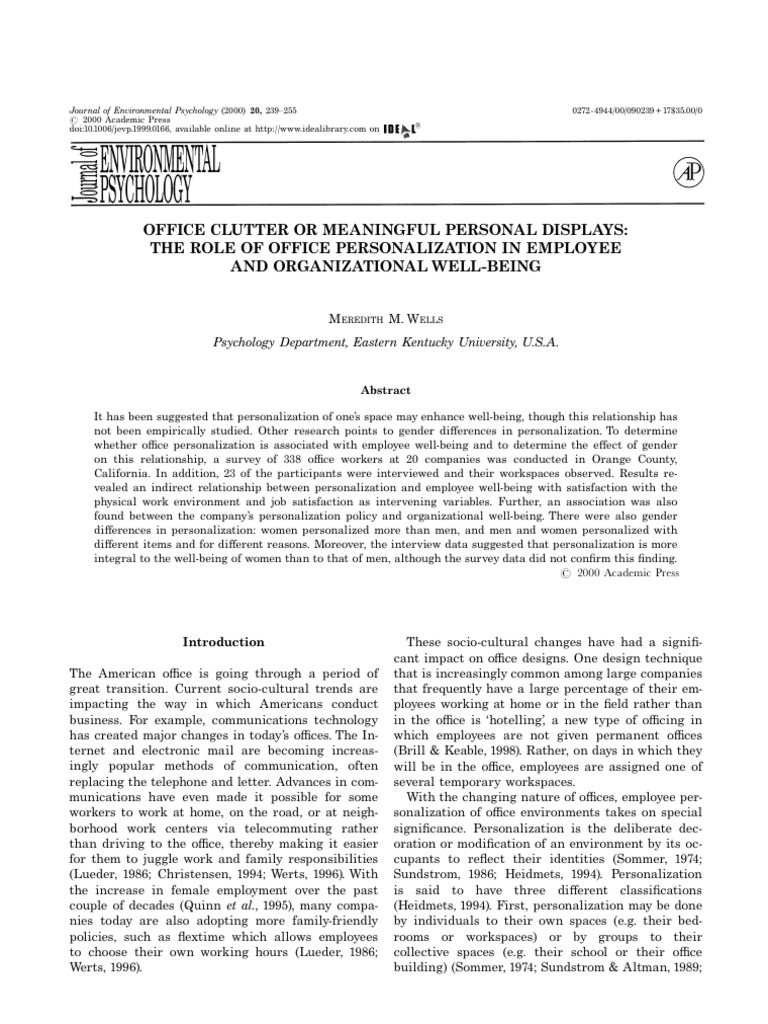 Office Personalization and Well-Being | PDF | Employment | Job Satisfaction