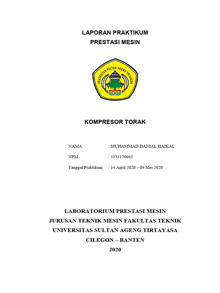 Muhammad Danial Haikal - 3331170045 - Kompresor Torak | PDF