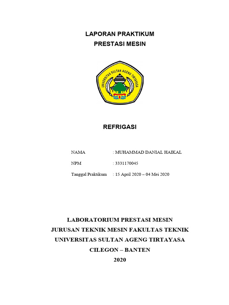 Praktikum - Refrigasi - Muhammad Danial Haikal - 3331170045 - Kelompok 12 | PDF