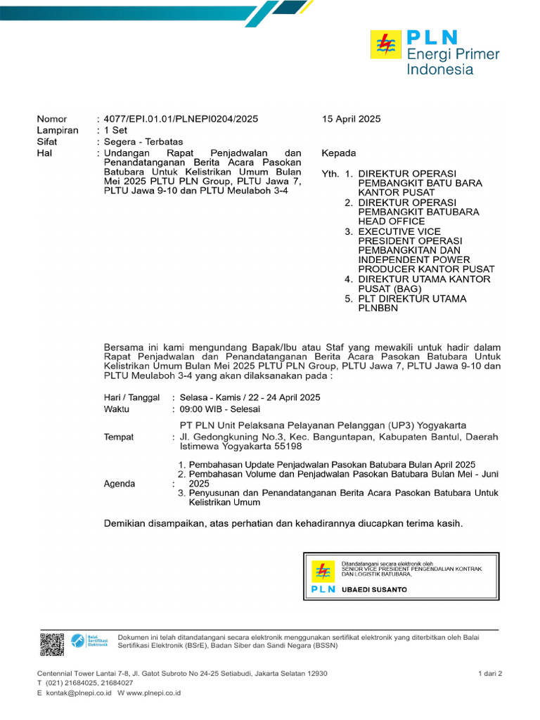 Undangan Rakor Mei 25 Genco | PDF