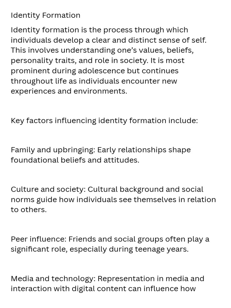 Identity Formation - 20250410 - 133219 - 0000 | PDF | Adolescence ...