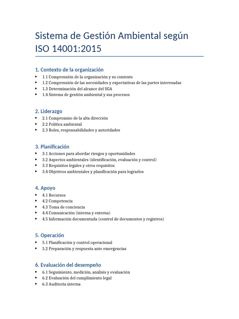 SGA ISO 14001 2015 Estructura PTAR | PDF