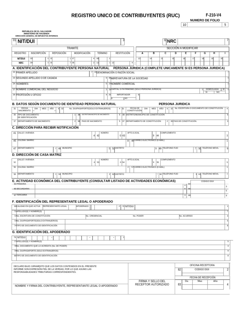 Registro Unico de Contribuyentes (Ruc) : 01 3 Tramite 02 7 Sección A ...