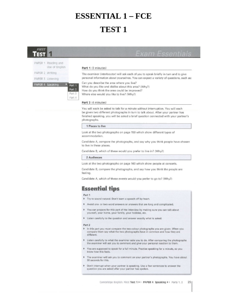 Essential 1 Speaking | PDF