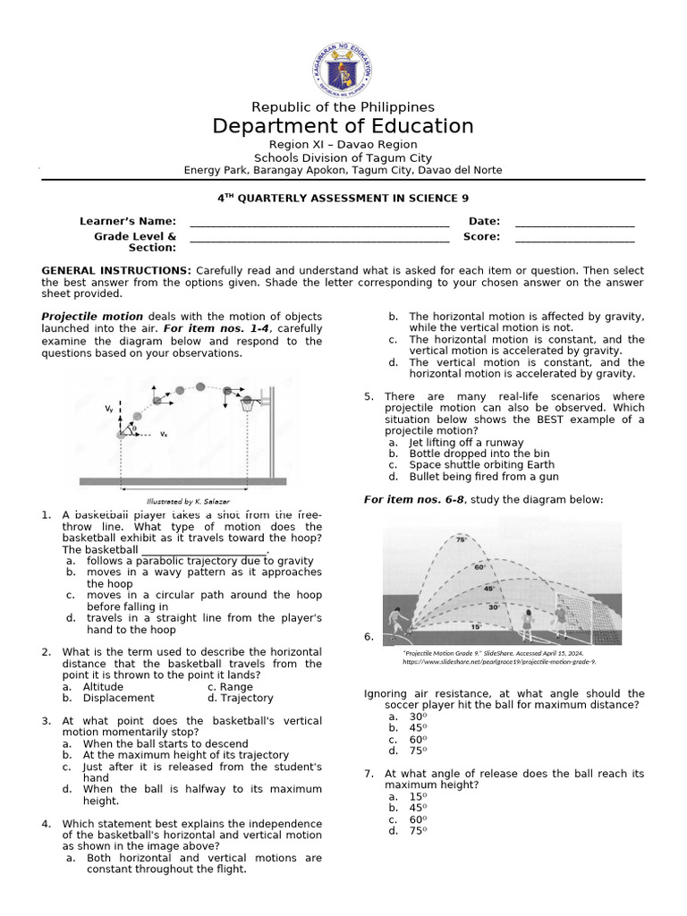 Exam Grade 9 Quarter 4 Final | PDF | Collision | Momentum